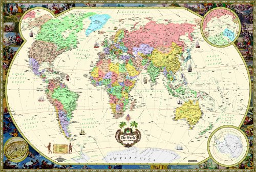 Antique Style World Wall Map (Wall Map, Laminated) (Illustrated World ...