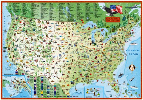 Children's map of the United States (Laminated Illustrated Wall Map of ...